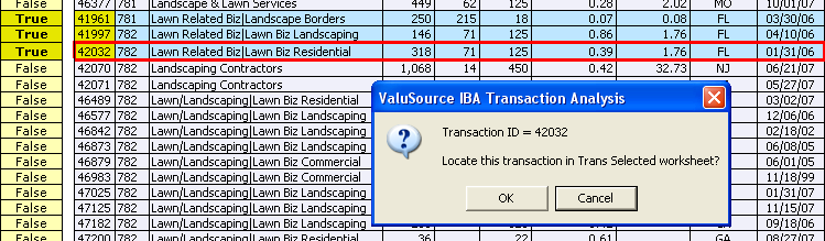 ValuSource IBA Market Data - Transaction Analysis Workbook